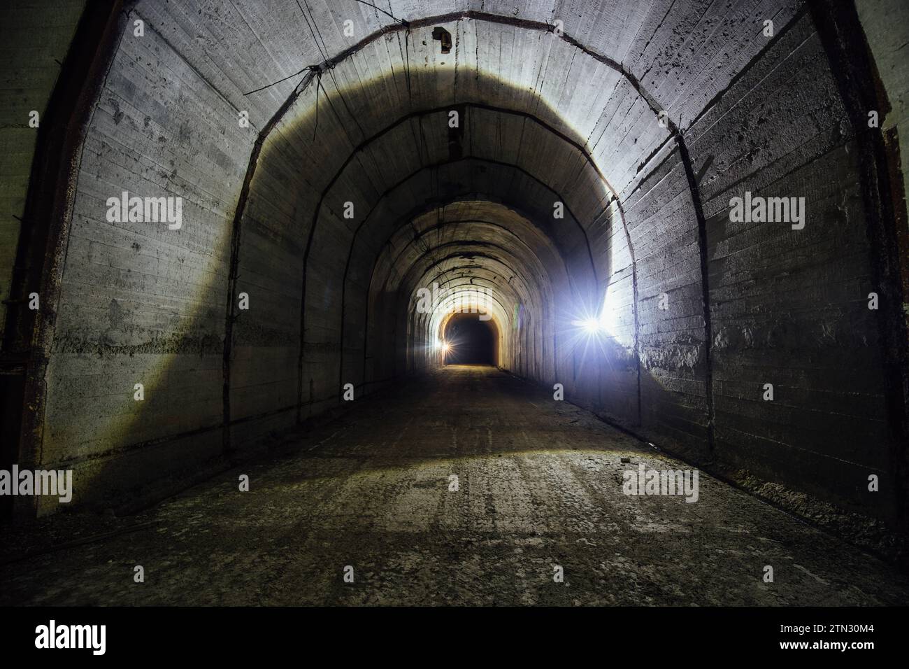 Dark tunnel at old underground bunker Stock Photo - Alamy