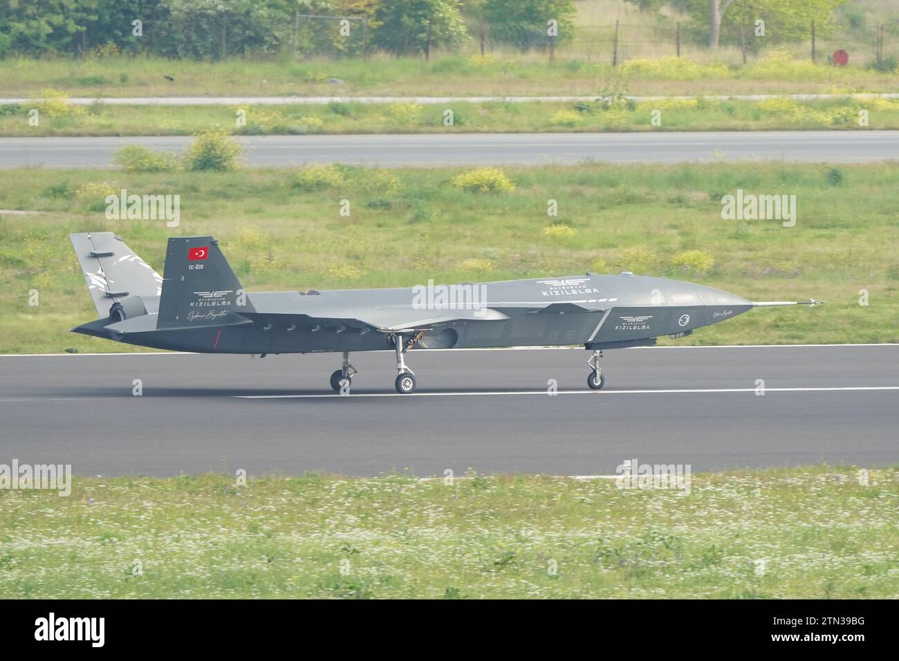 ISTANBUL, TURKIYE - MAY 01, 2023: Baykar Bayraktar Kizilelma display in ...