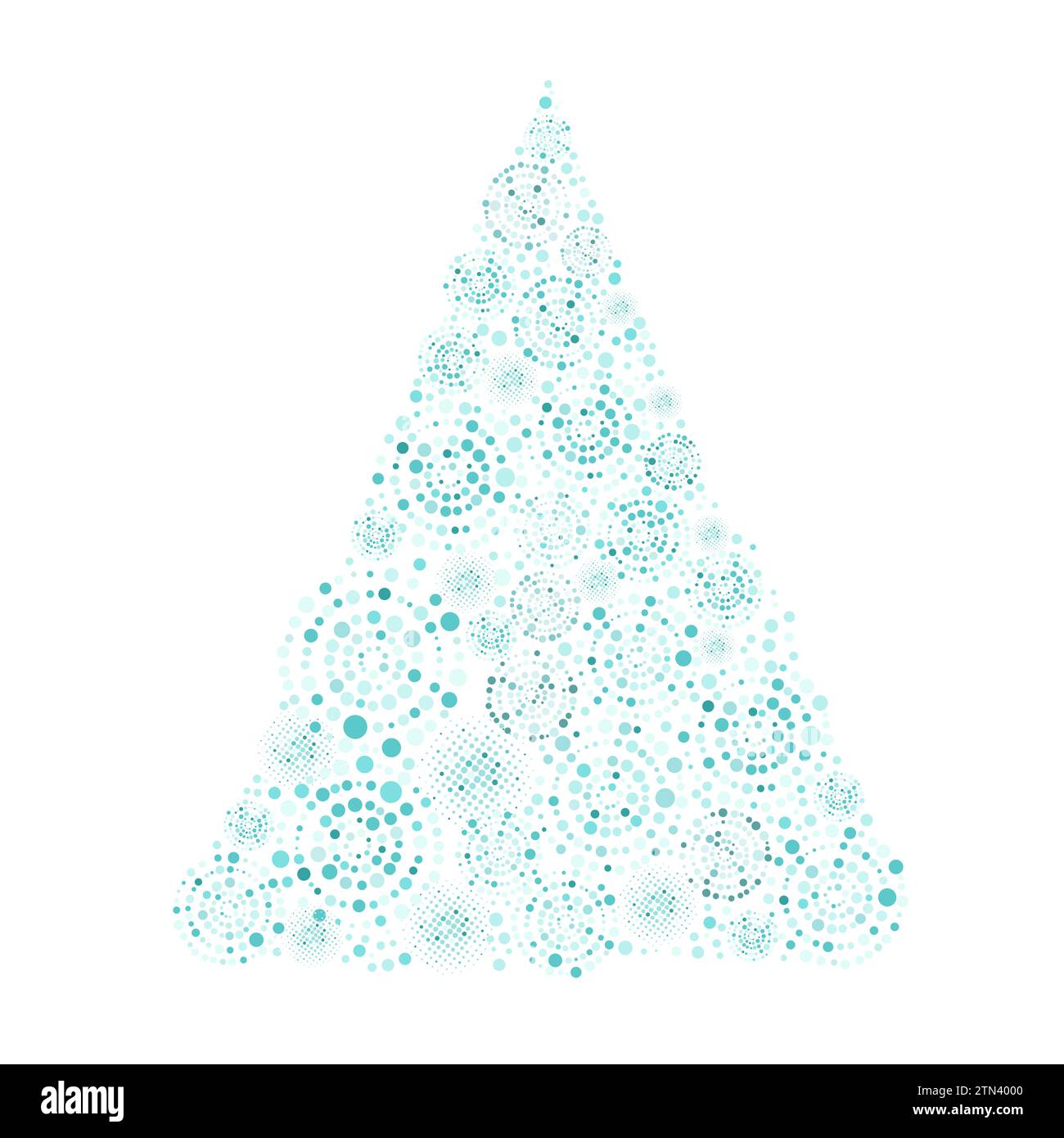 Christmas tree of white and blue dots. Snow needles. Happy New Year ...