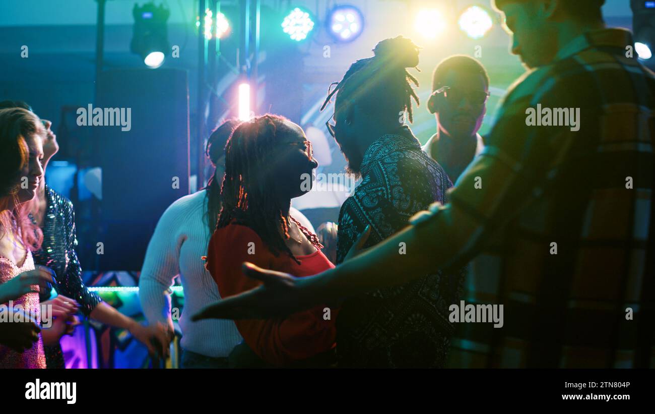 Happy couple dancing on slow music, enjoying romantic moment on dance ...