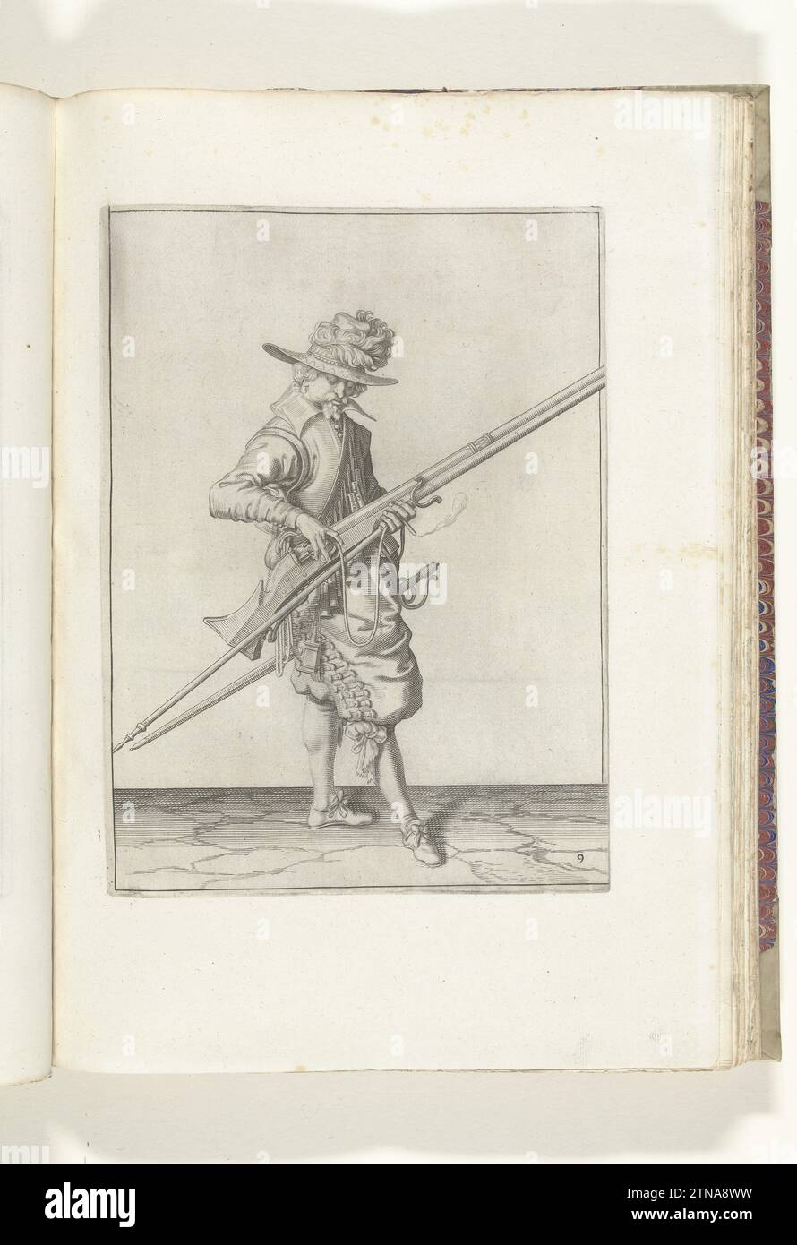 Soldier who gives the wick on the rooster of his musket the right place ...