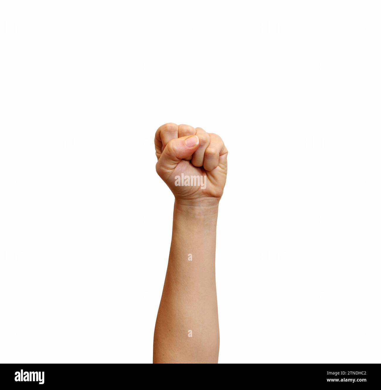 Isolated raised fist or the clenched fist hand gesture. Symbol of ...