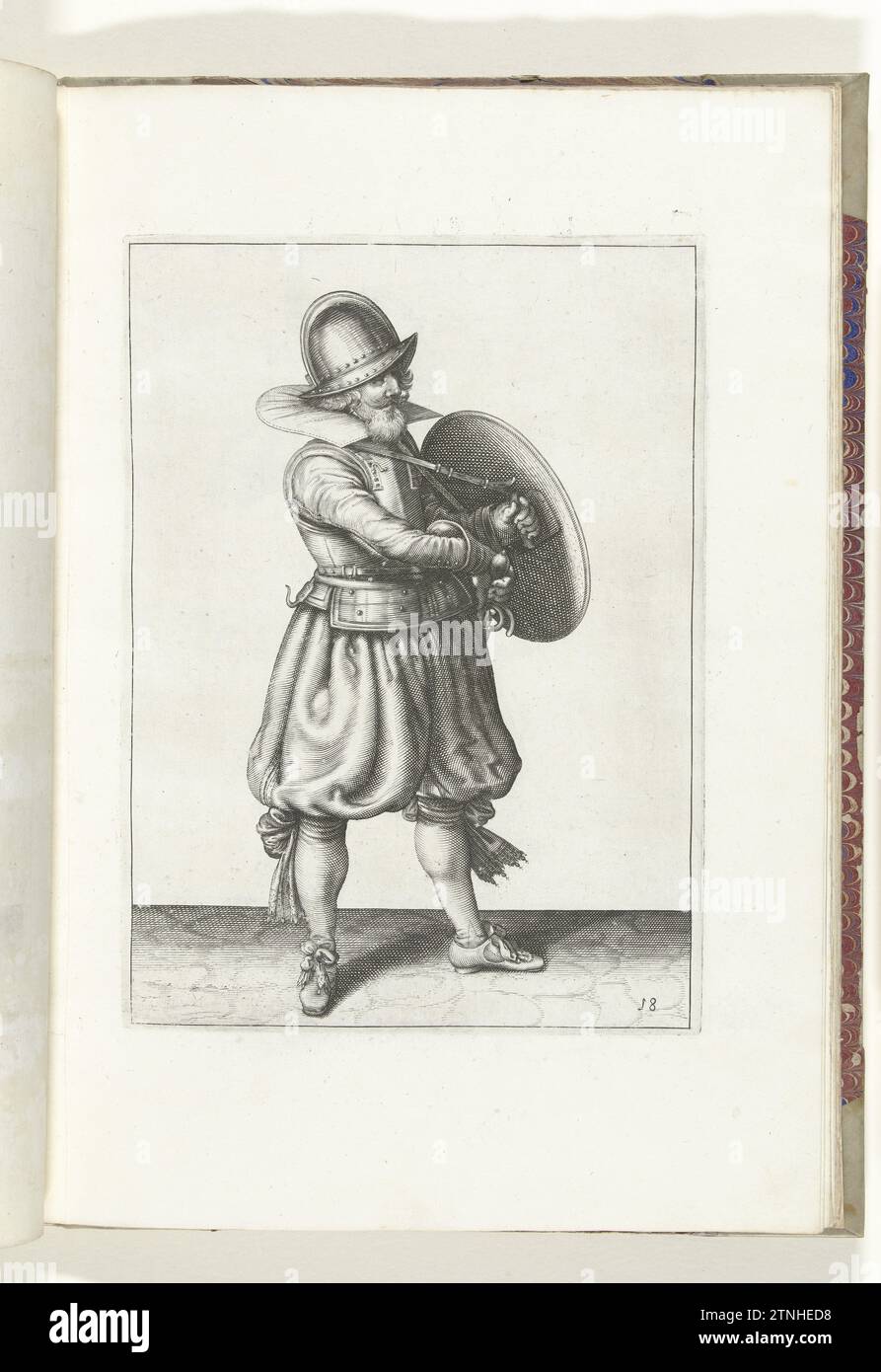 The exercise with shield and skewers: the soldier pulls his rapier from ...