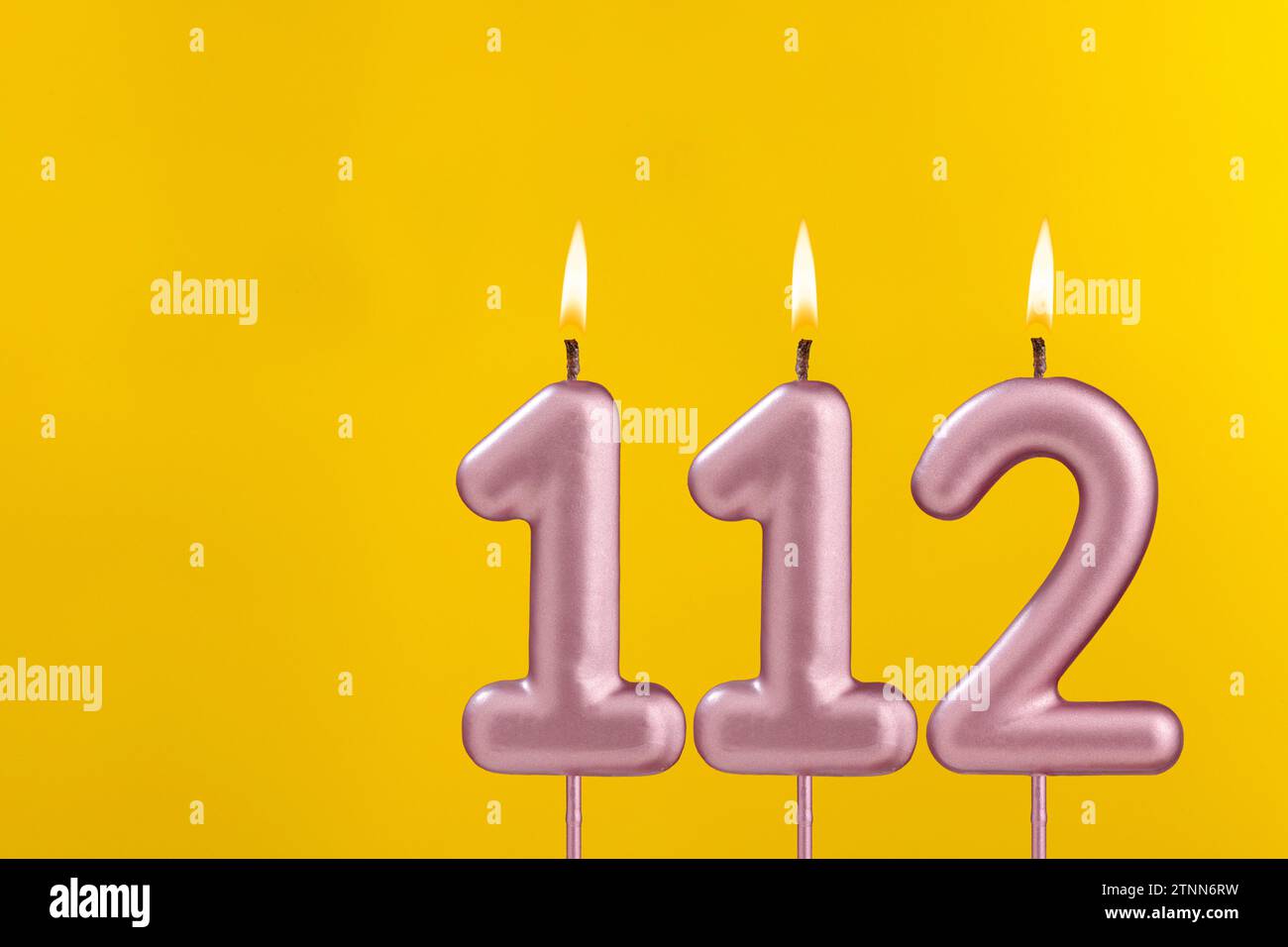 Candle 112 with flame - Birthday card on yellow luxury background Stock ...