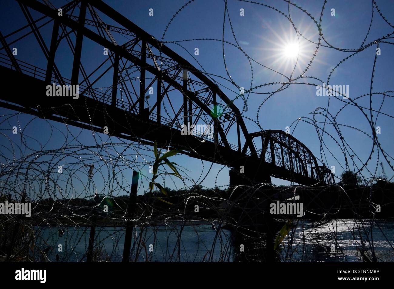 FILE - The Union Pacific International Railroad Bridge is seen behind ...