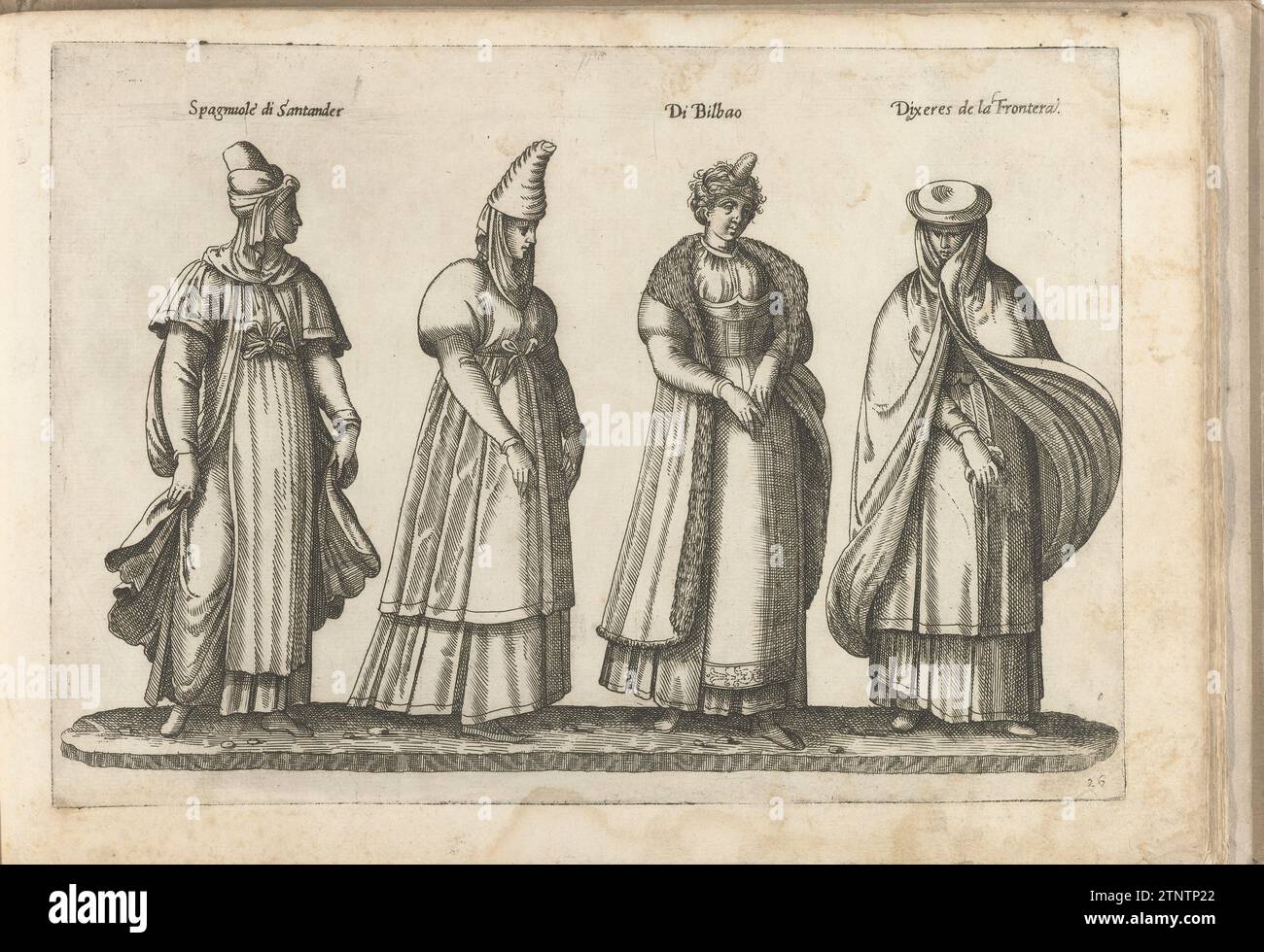 Four women, dressed according to Spanish fashion in Salamanca and ...