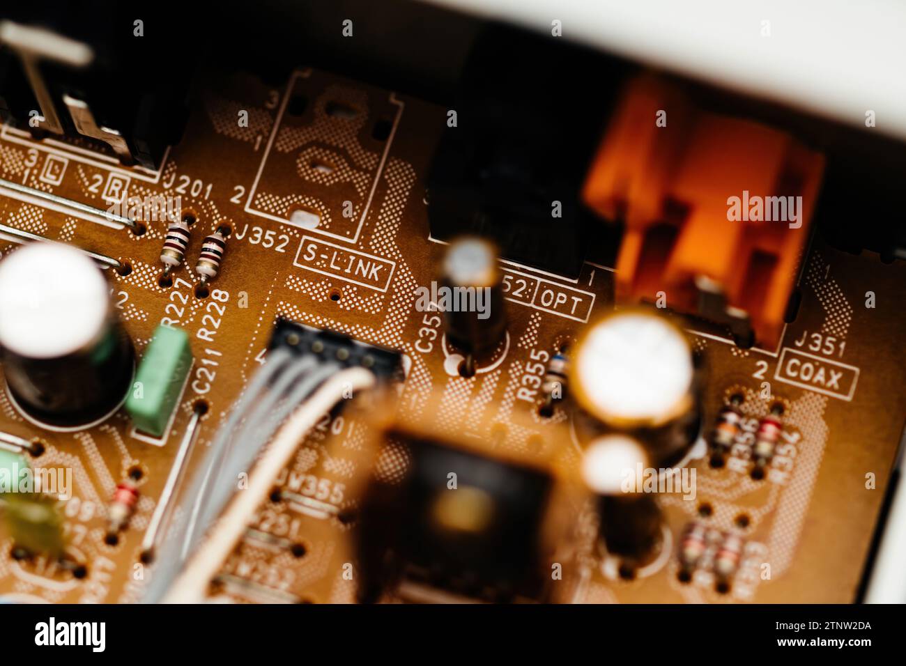 Tokyo, Japan - Mar 29, 2023: coaxial and optical links on the circuit ...