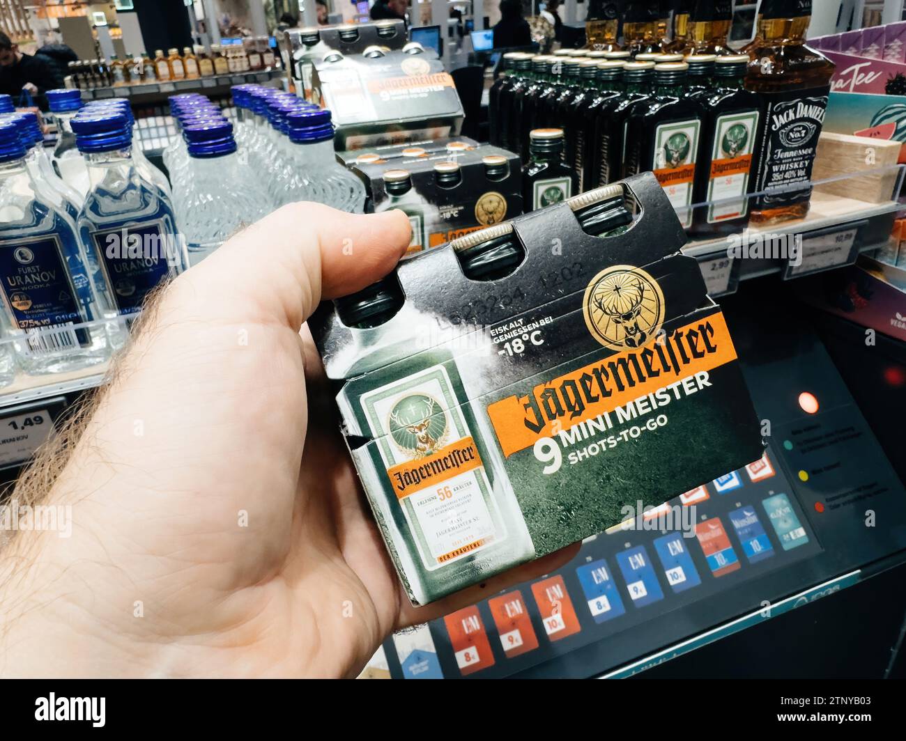 Frankfurt, Germany - Nov 10, 2023: A male hand gracefully holds a ...