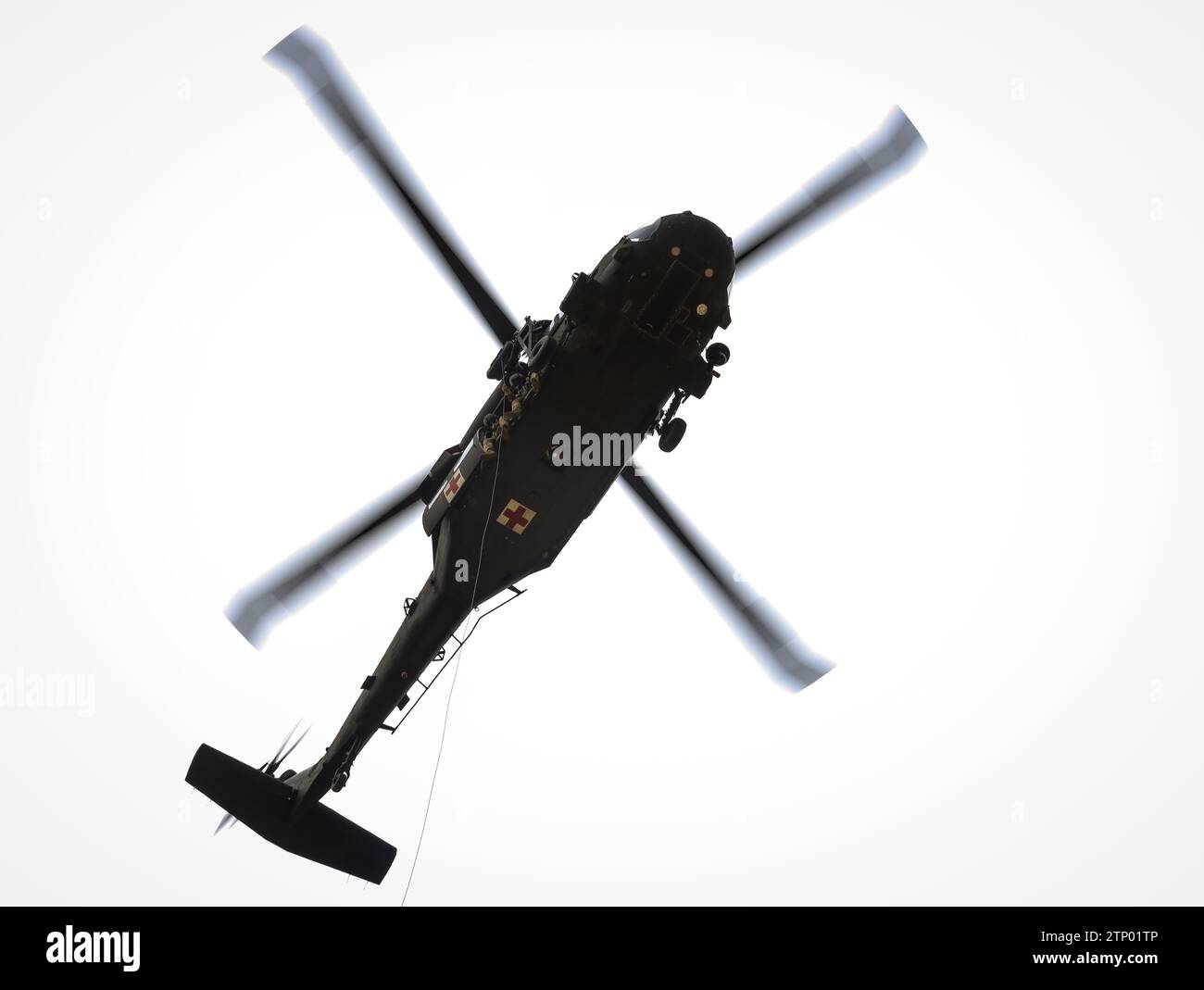 U.S. Army UH-60L Black Hawk helicopter crew chiefs with Charlie Company ...
