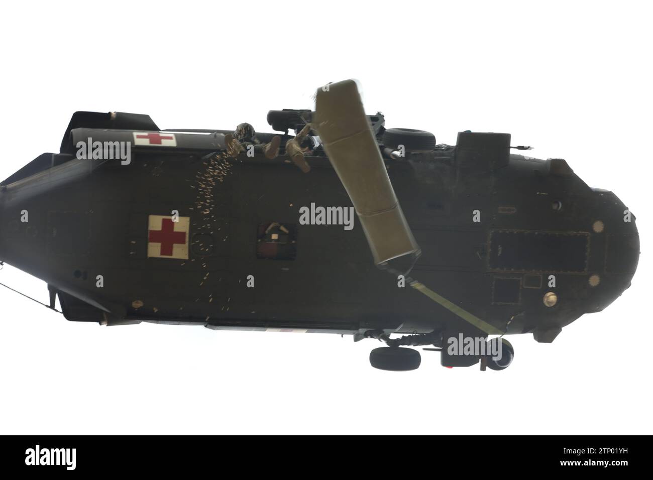 U.S. Army UH-60L Black Hawk helicopter crew chiefs with Charlie Company ...