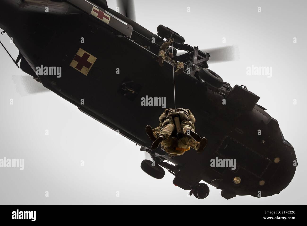 U.S. Army UH-60L Black Hawk helicopter crew chiefs with Charlie Company ...