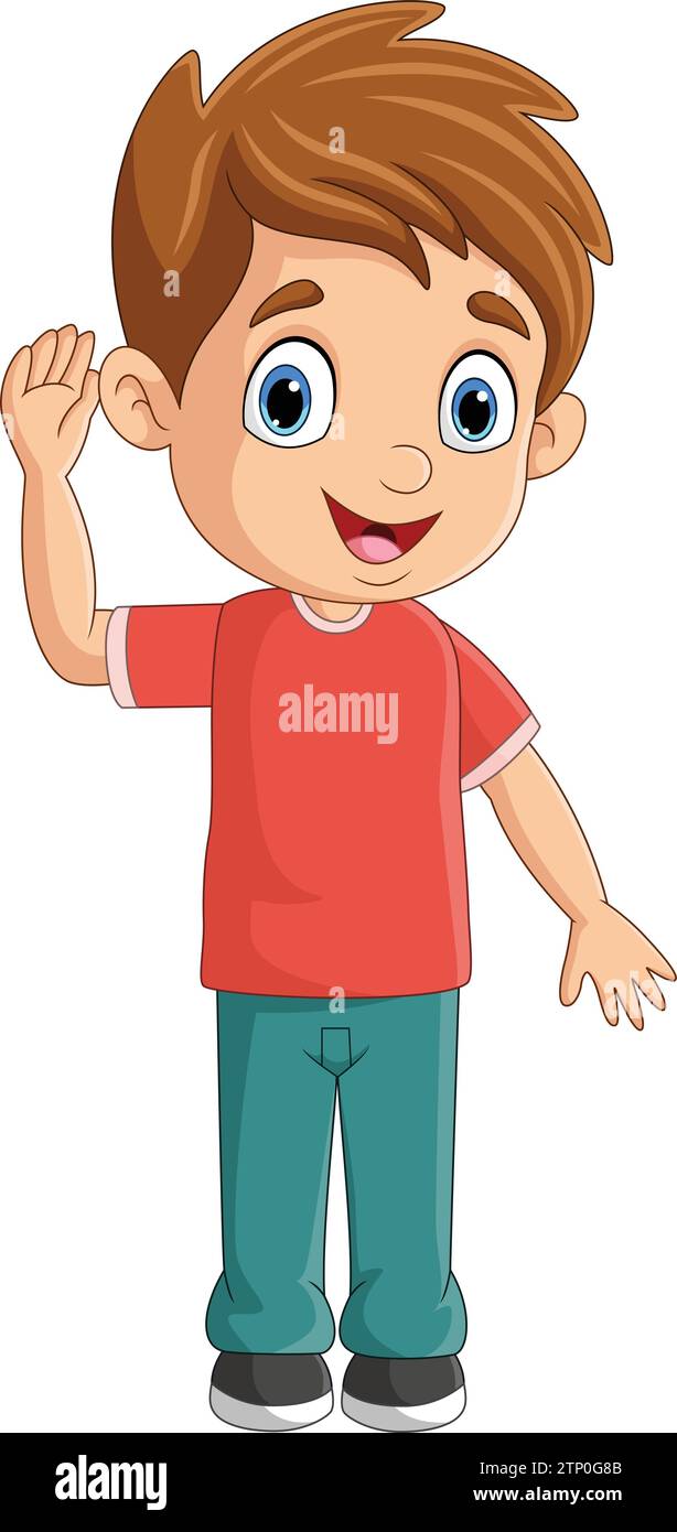 Cartoon little boy listening gesture Stock Vector Image & Art - Alamy