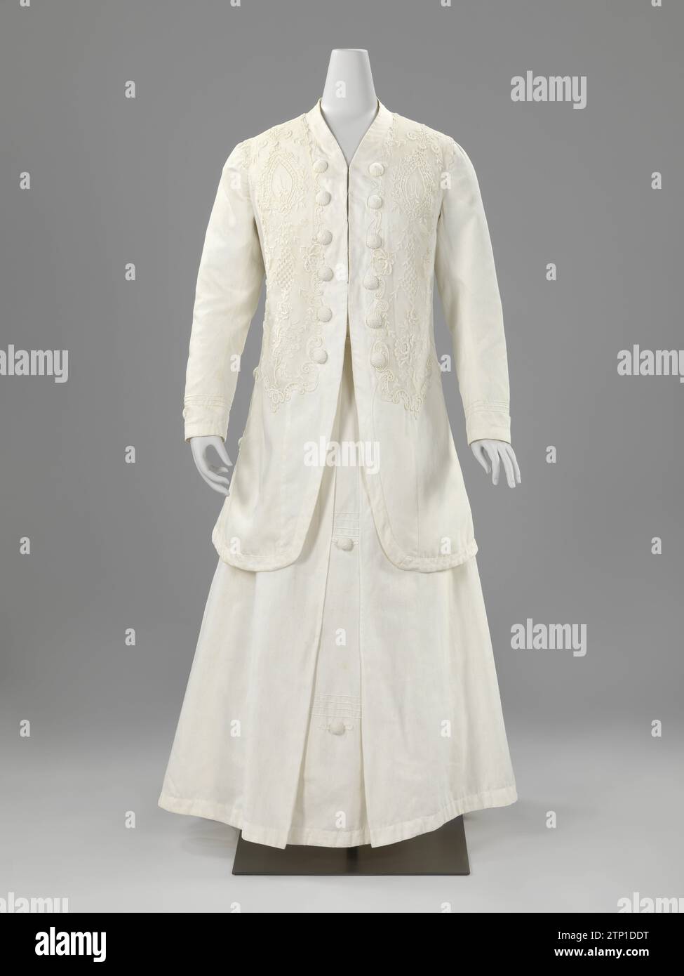 Three -quarter jacket made of White Tweet Cotton suit, decorated with ...