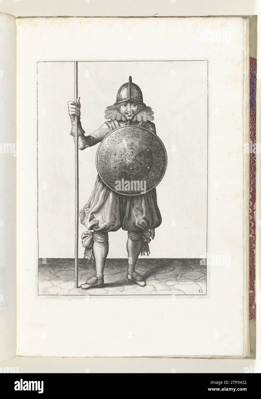 The exercise with shield and skewers: The soldier brings back the ...