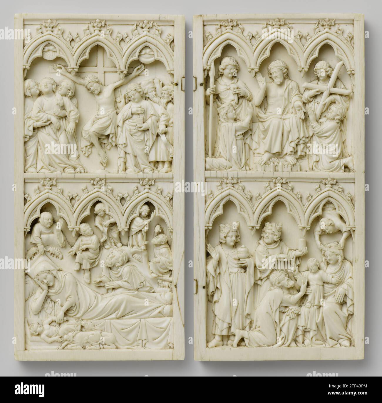 Diptych with the Story of Salvation, anonymous, c. 1375 Ivory diptych with cut performances in ...