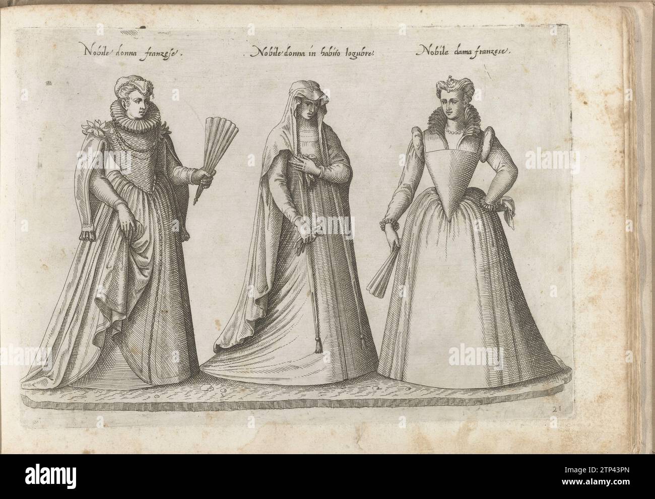 Three women, dressed according to Italian fashion of approx. 1580, in ...