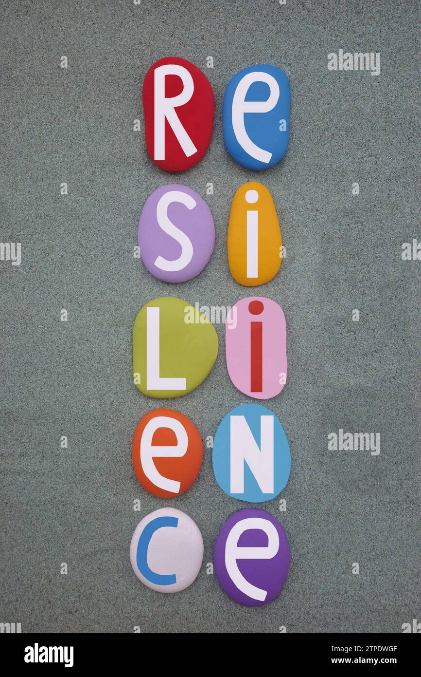 Resilience, the ability to withstand adversity, creative vertical text ...