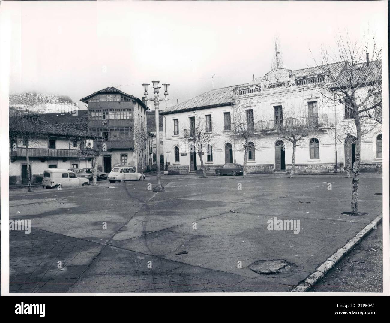 01/28/1975. View of the town hall of the old town of Riaño (León ...