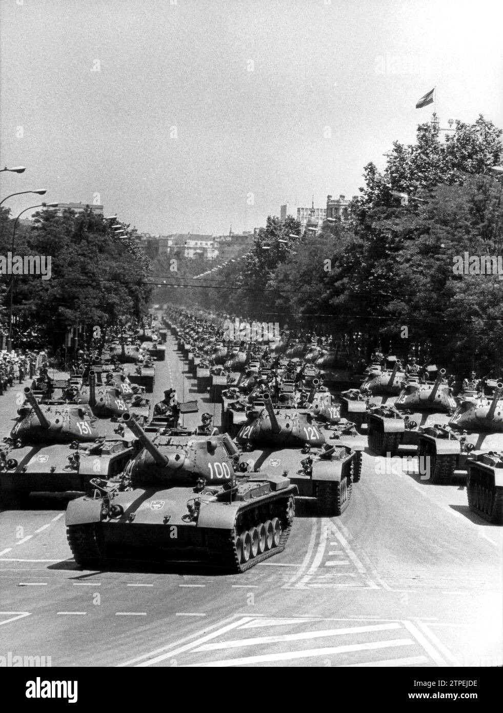 Tanks in the 1970 victory parade. Credit: Album / Archivo ABC / Teodoro ...