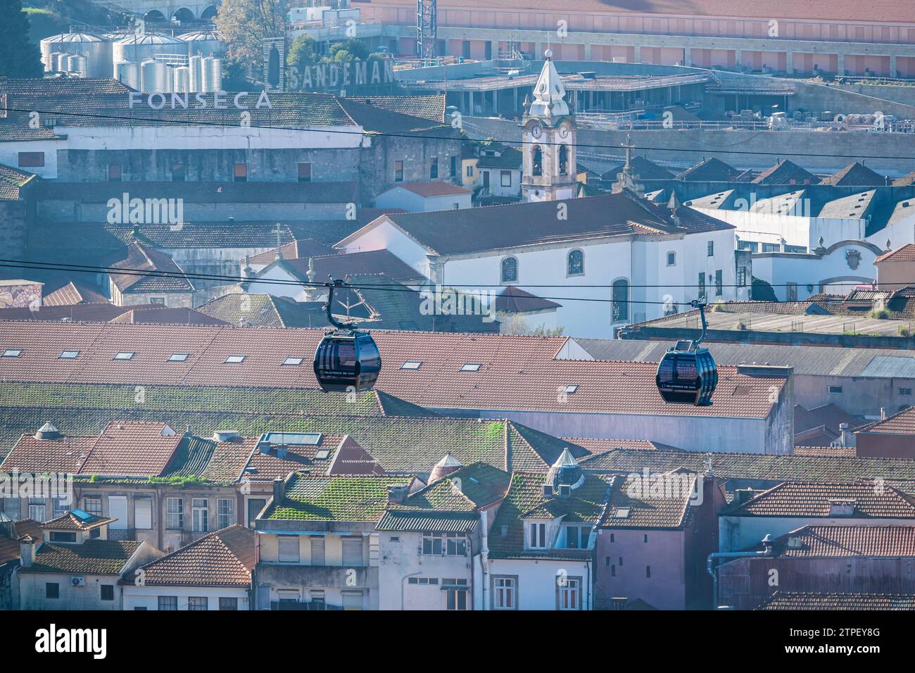Image of the Gaia Cable Car that runs along the estuary of the city of ...