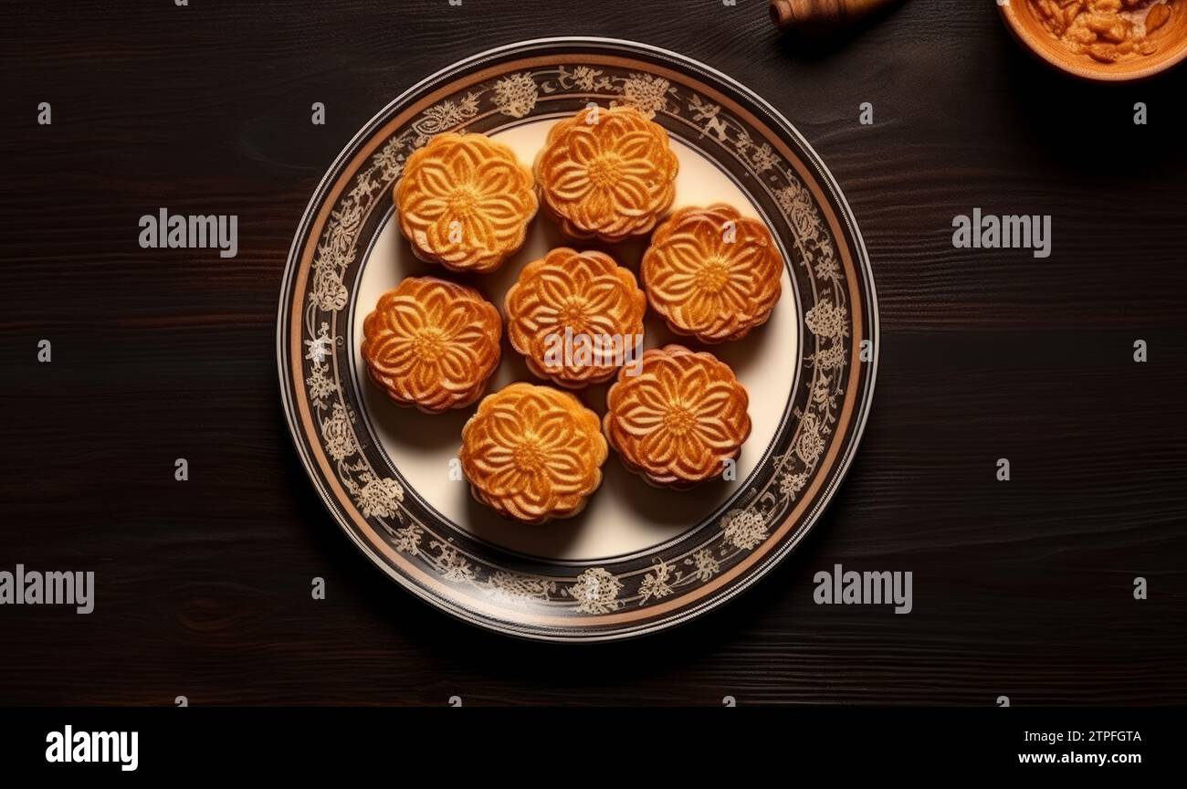 Traditional Chinese moon cake. Mid-Autumn festival celebration ...
