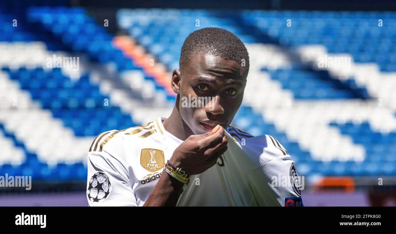 Madrid, 06/19/2019. Presentation of Ferland Mendy as a new Real Madrid ...