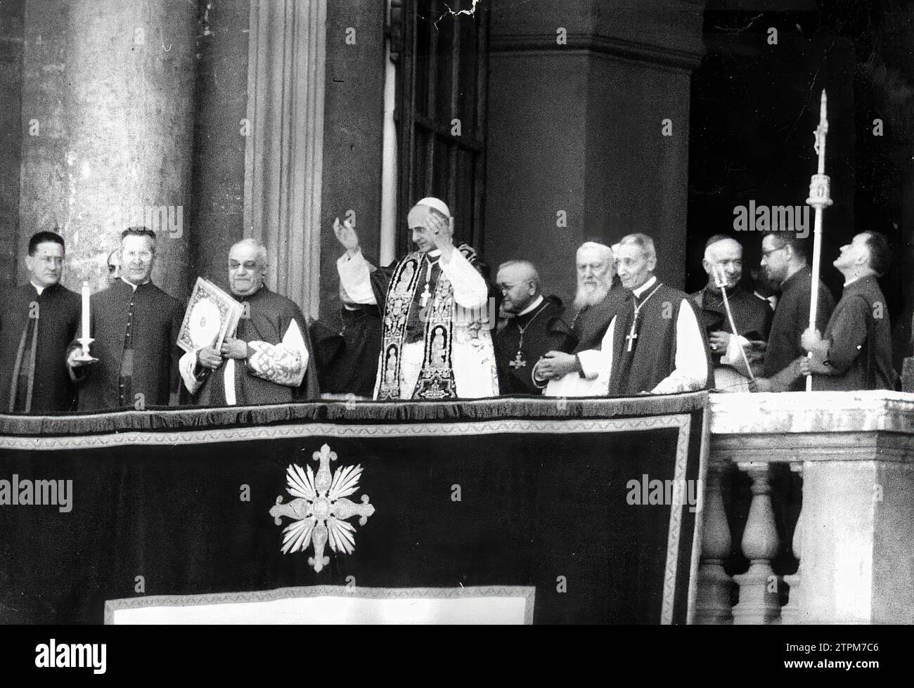Vatican City, June 1963. Paul VI greets after being elected Pope ...