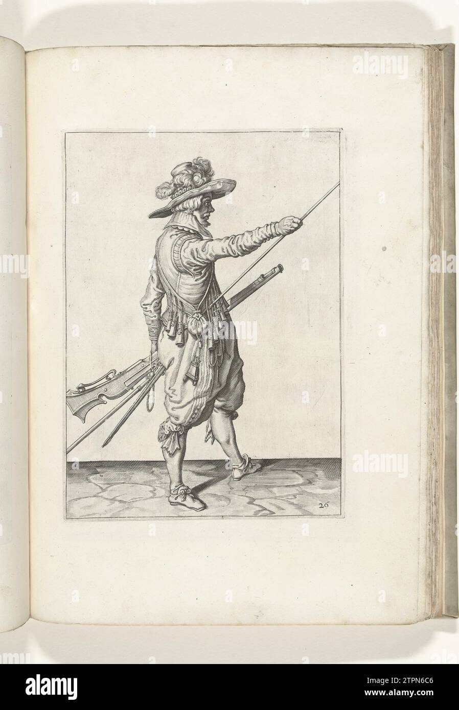 Soldier with a musket that slides his right hand to the end of his ...