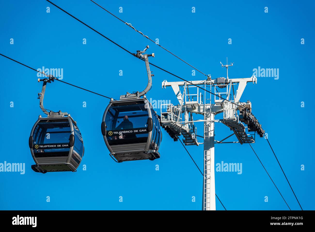 Image of the Gaia Cable Car that runs along the estuary of the city of ...