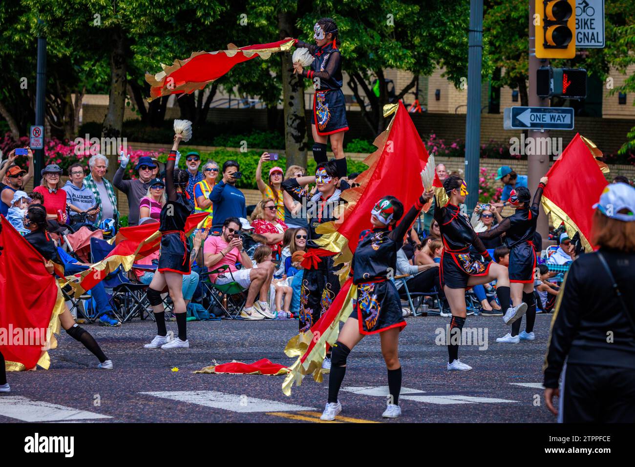 Portland, Oregon, USA - June 10, 2023: Shu-Te High School Marching Band ...