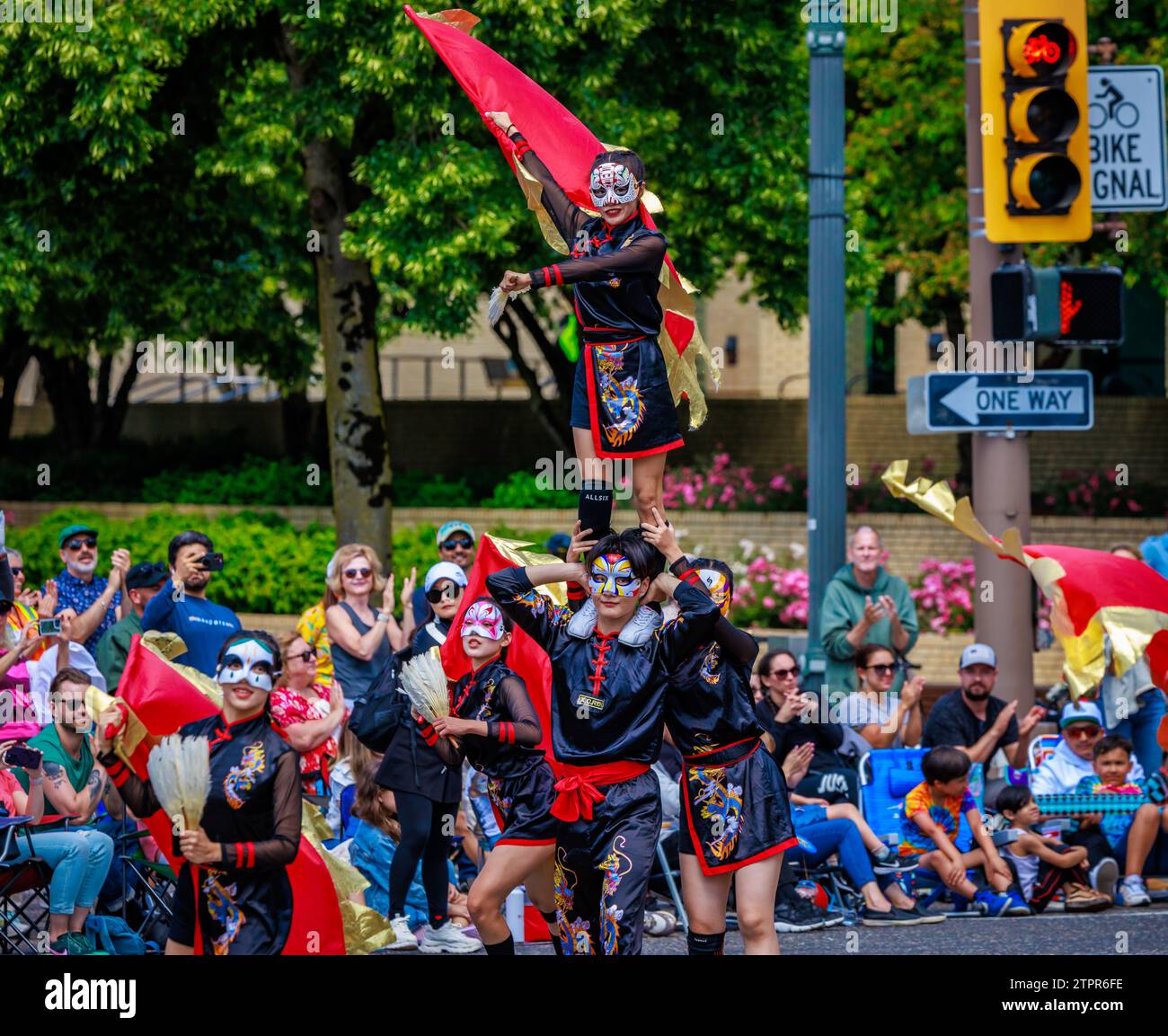 Portland, Oregon, USA - June 10, 2023: Shu-Te High School Marching Band ...
