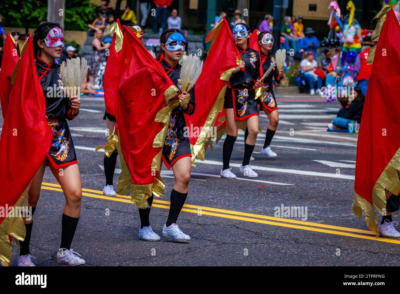 Portland, Oregon, USA - June 10, 2023: Shu-Te High School Marching Band ...