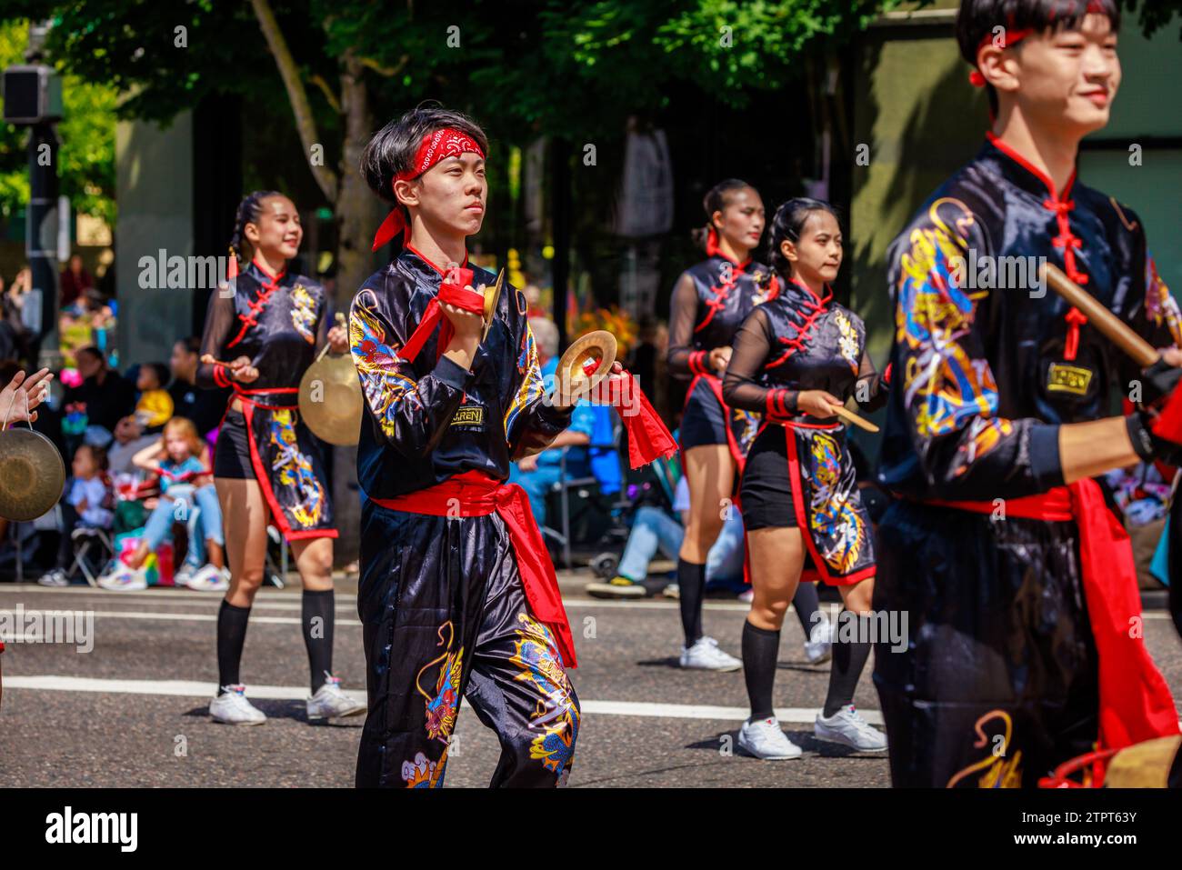 Portland, Oregon, USA - June 10, 2023: Shu-Te High School Marching Band ...