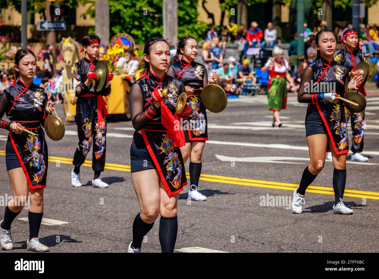 Portland, Oregon, USA - June 10, 2023: Shu-Te High School Marching Band ...