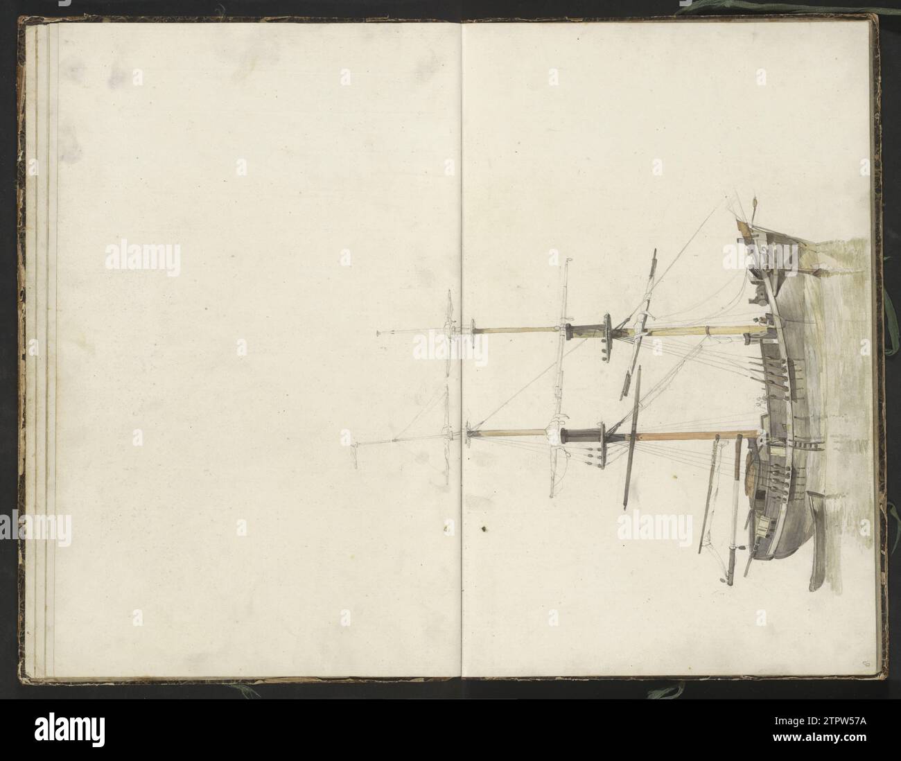 Figures on a moored two -mast, 1797 - 1838 Leaf 7 Verso and 8 Recto ...