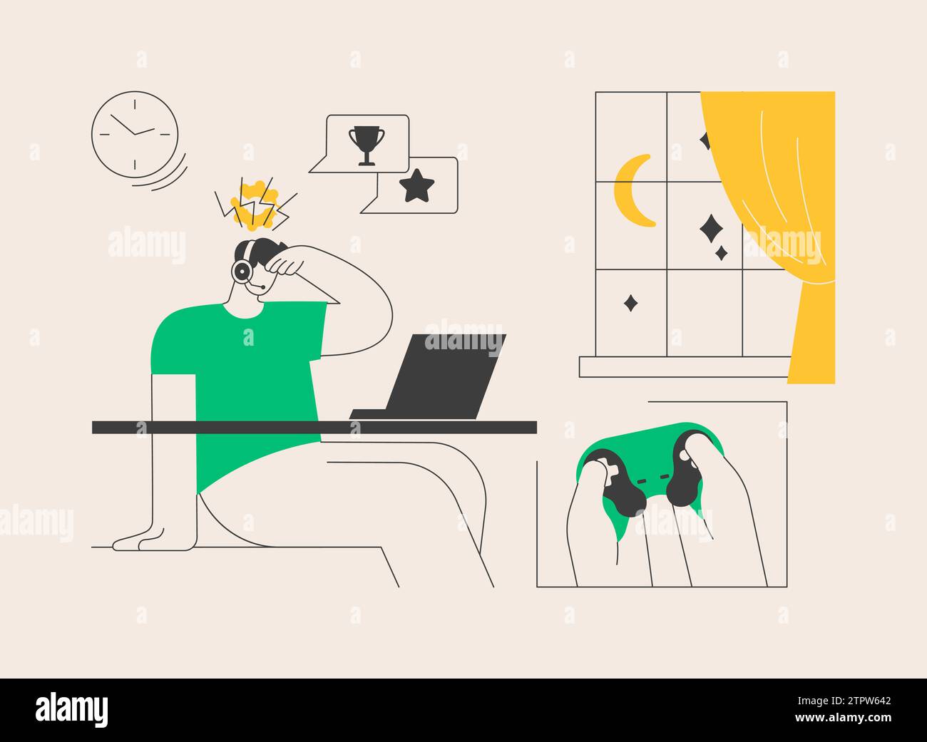 Gaming disorder abstract concept vector illustration Stock Vector Image ...