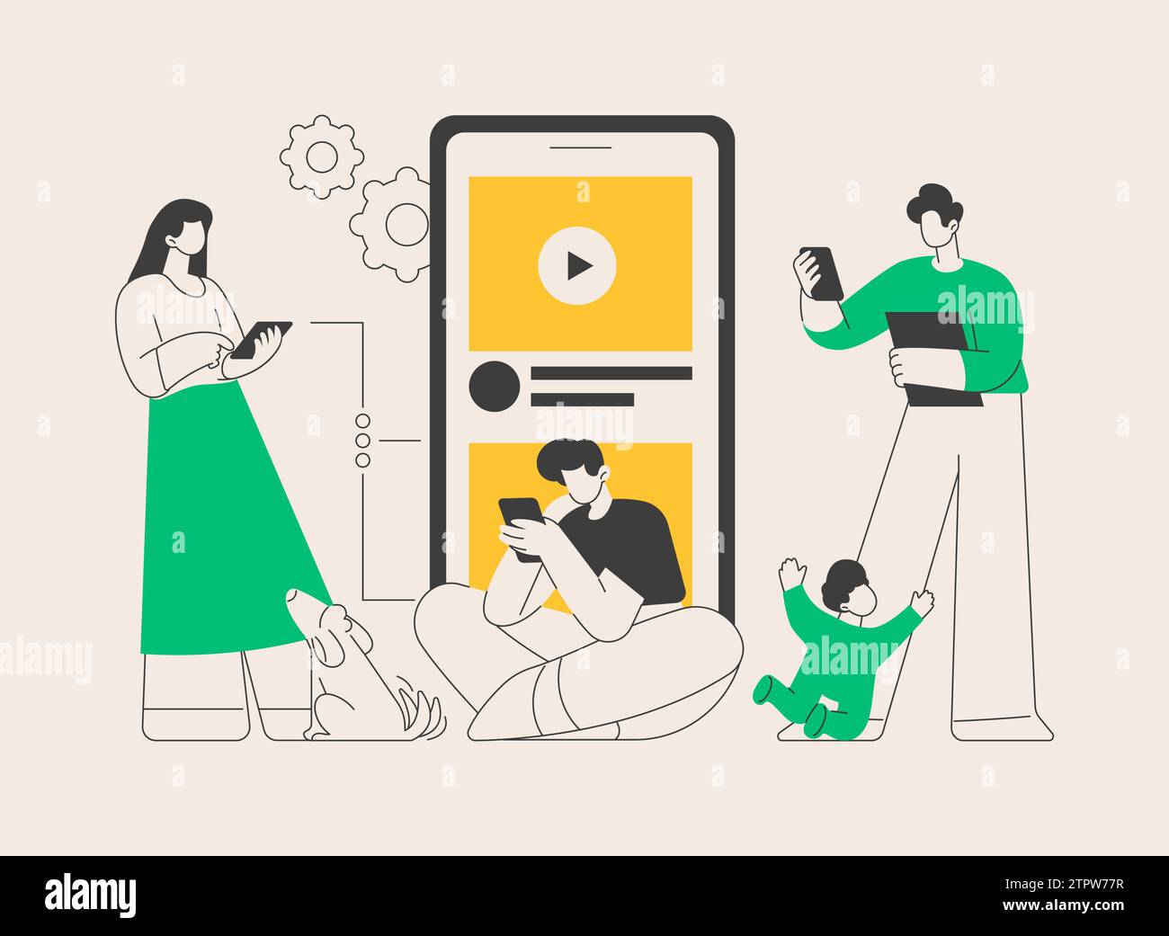 Screen addiction abstract concept vector illustration Stock Vector ...