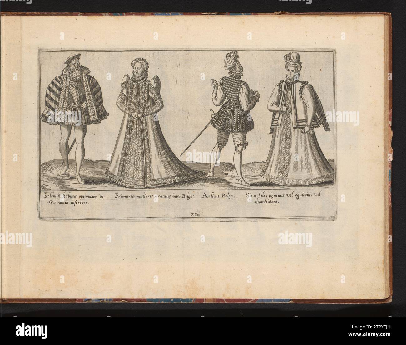 Two women and two men, dressed according to fashion in Flanders. 1580 ...