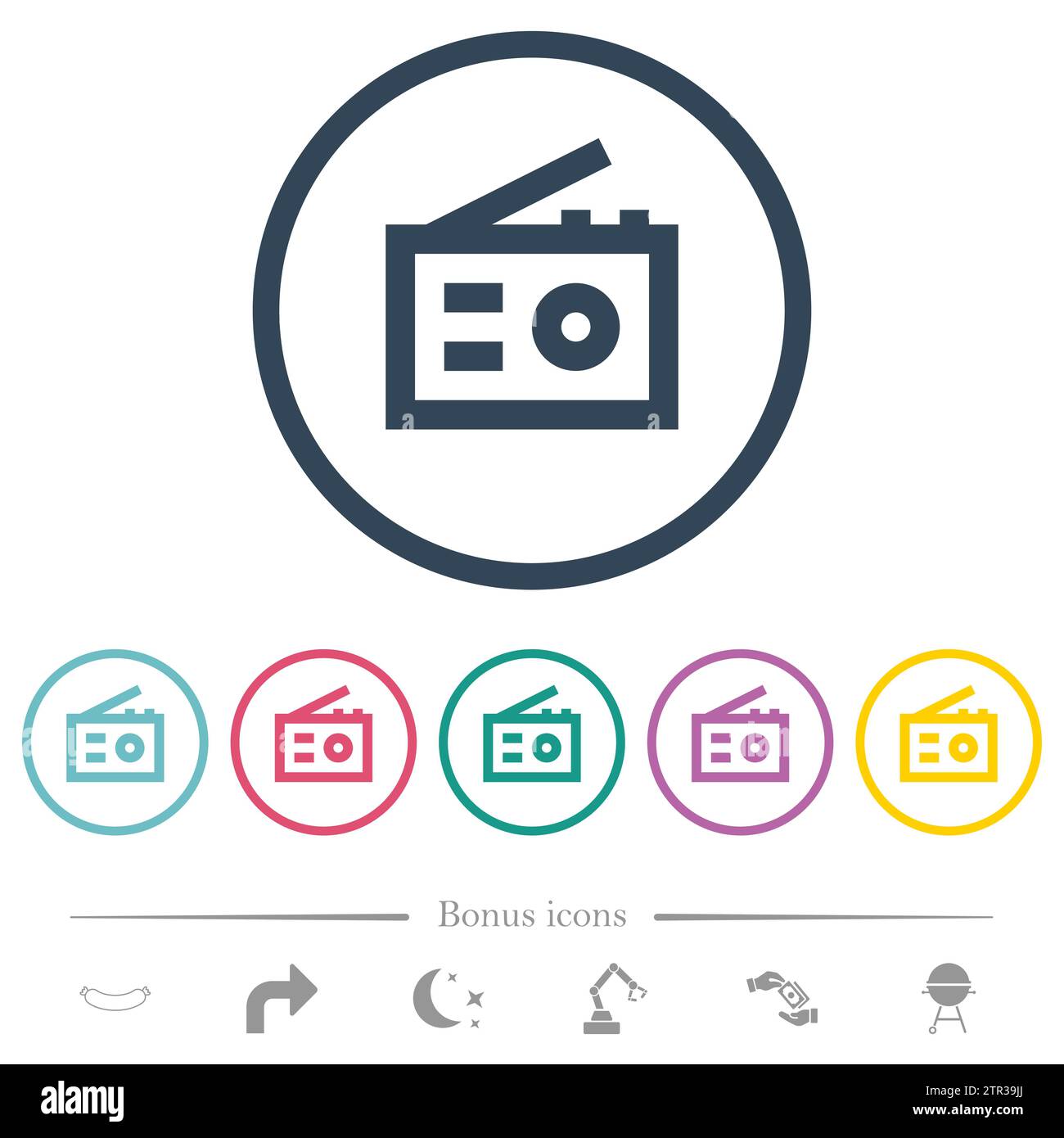 Retro radio flat color icons in round outlines. 6 bonus icons included Stock Vector Image & Art ...