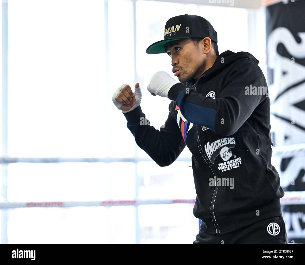 Marlon Tapales of the Philippines trains during a public workout at ...