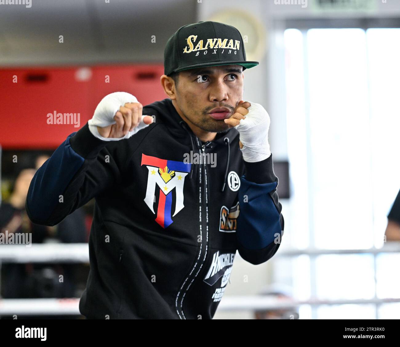 Marlon Tapales of the Philippines trains during a public workout at ...