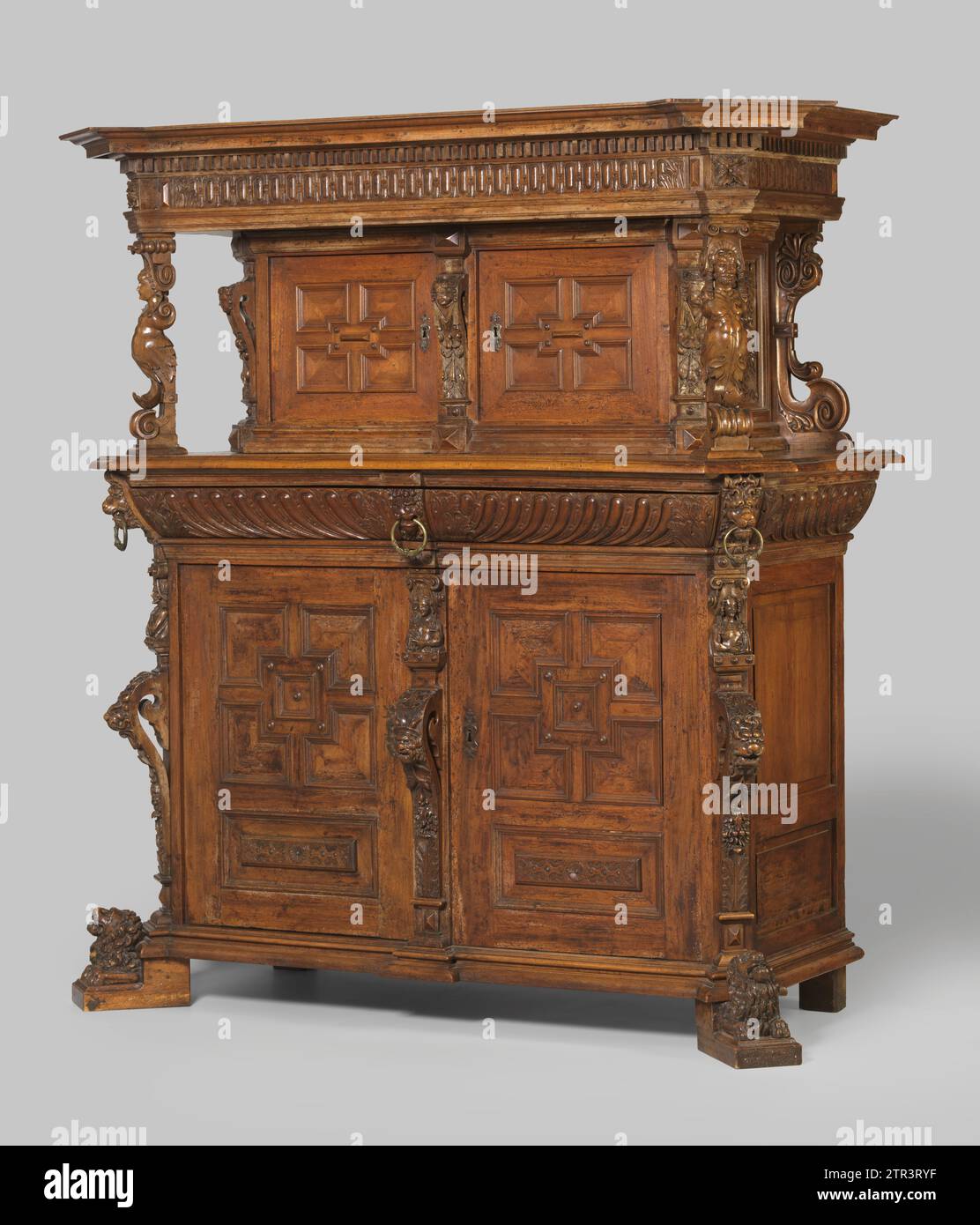 Buffet cupboard, divided into upper and lower case, with diagonal ...