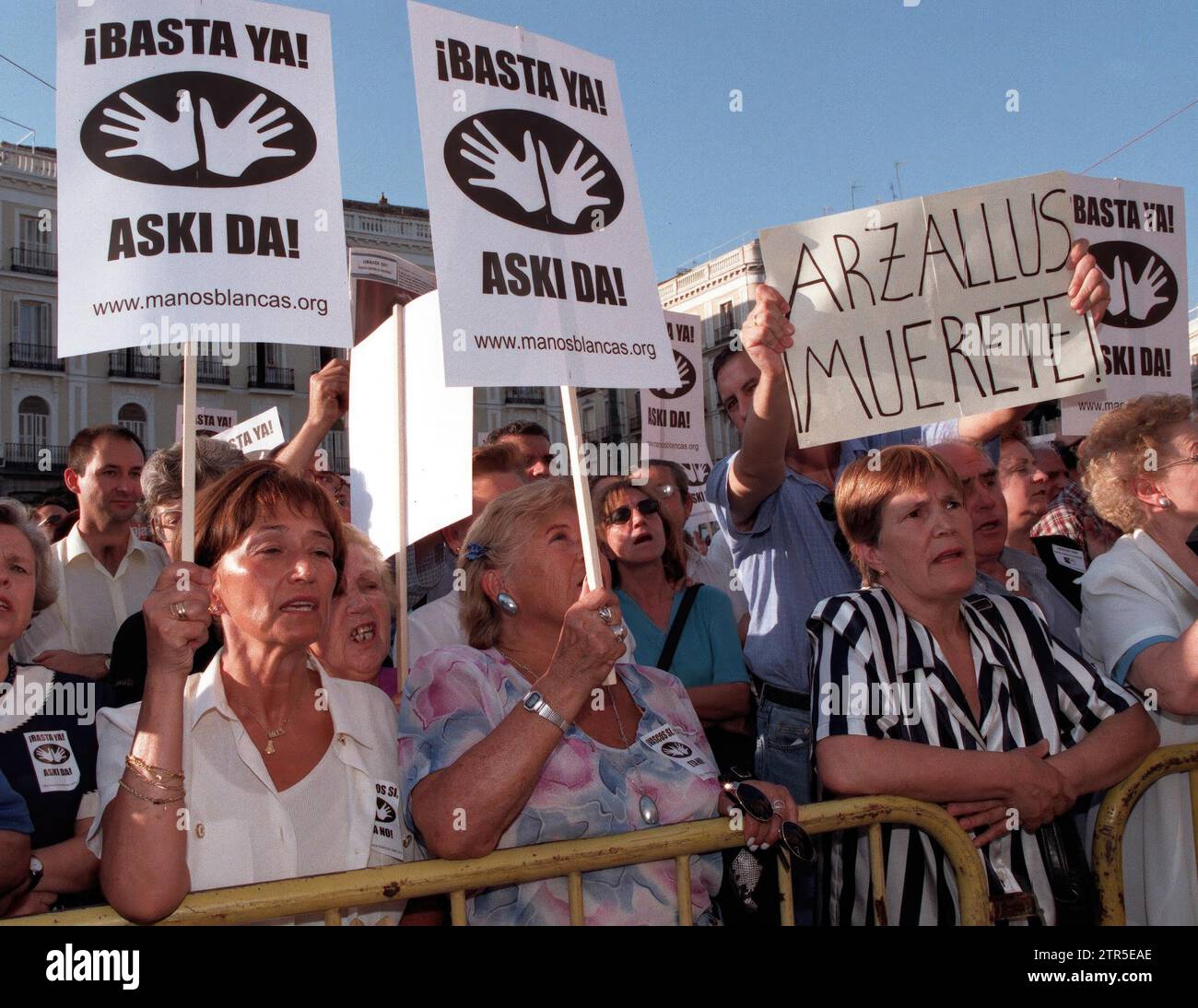 Madrid 07/19/2000. Thousands of citizens gathered at Puerta del Sol in ...