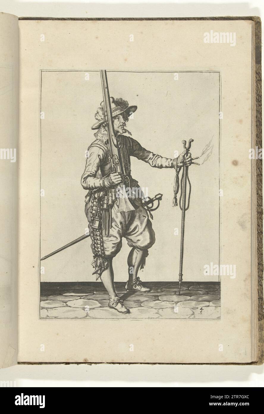 Soldier who holds his musket with his right hand upright, in his left ...