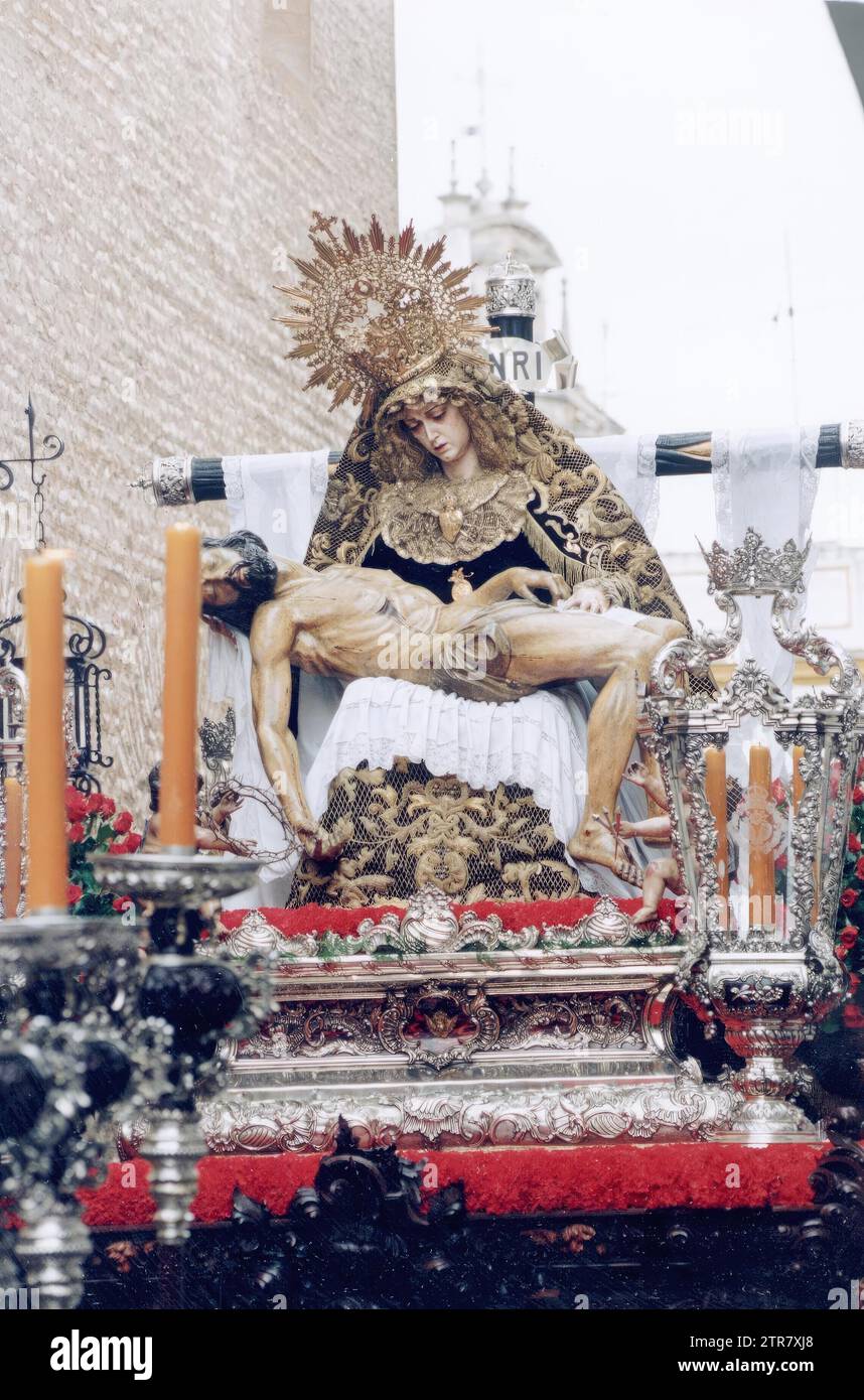 Seville, 04/06/1996. Holy Saturday. Our Lady of Sorrows and the Christ ...