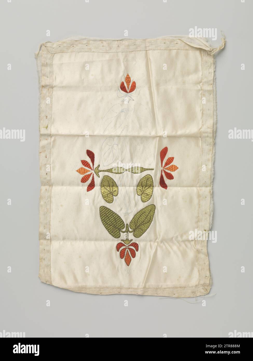 Handwork with embroidered water lilies, Aagje Tiket, c. 1900 Handwork ...