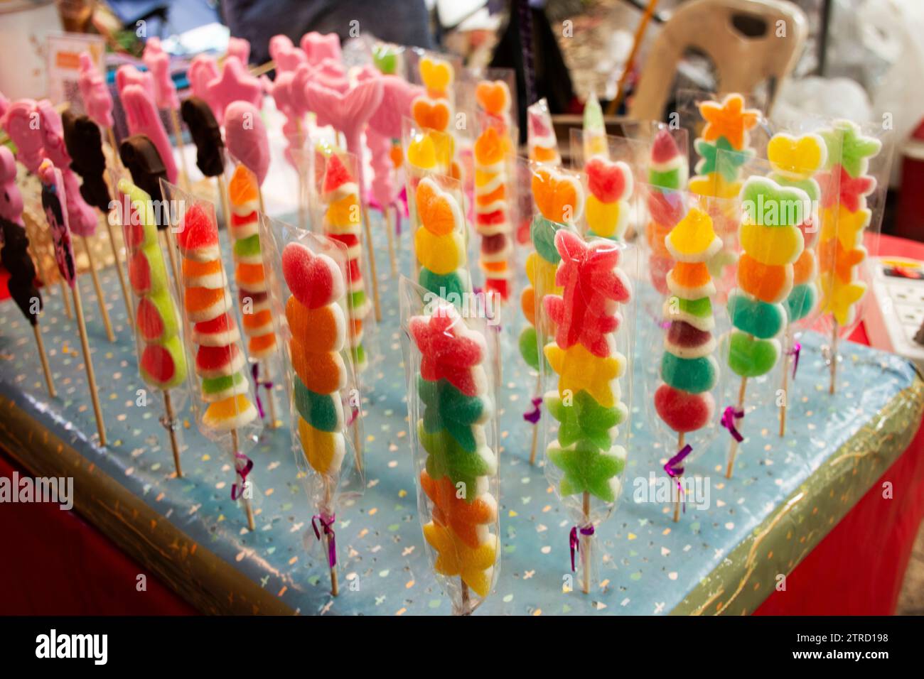 Colorful many variety snack marshmallow sweet dessert food and dipping ...