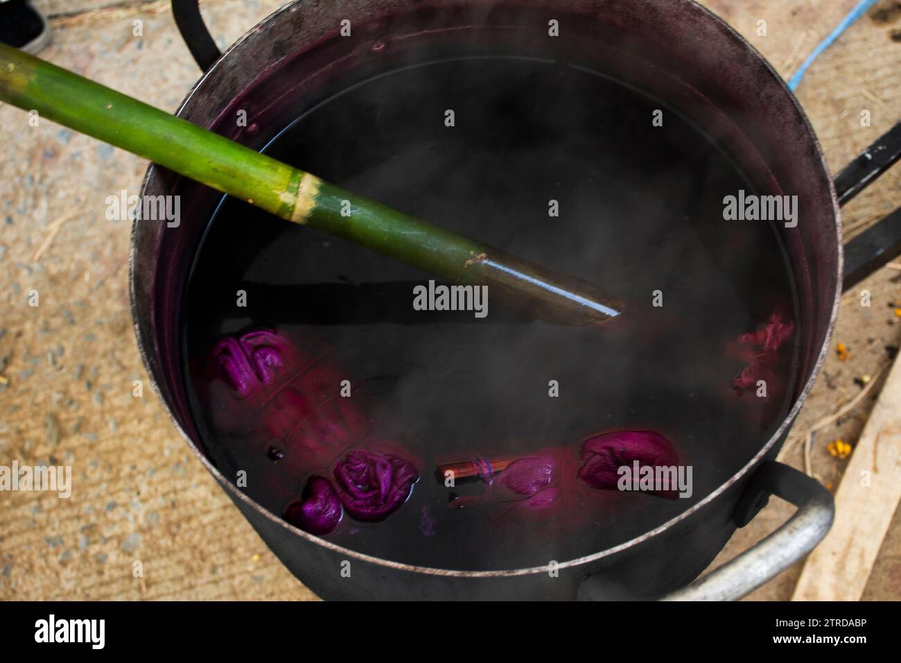 Thai craftsmanship artist working batik ikat and tie dye natural pink ...