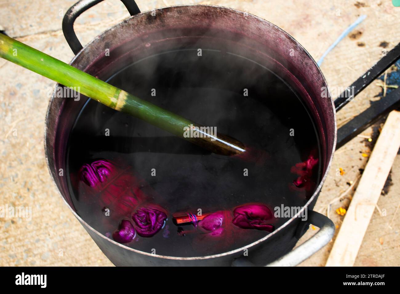 Thai craftsmanship artist working batik ikat and tie dye natural pink ...