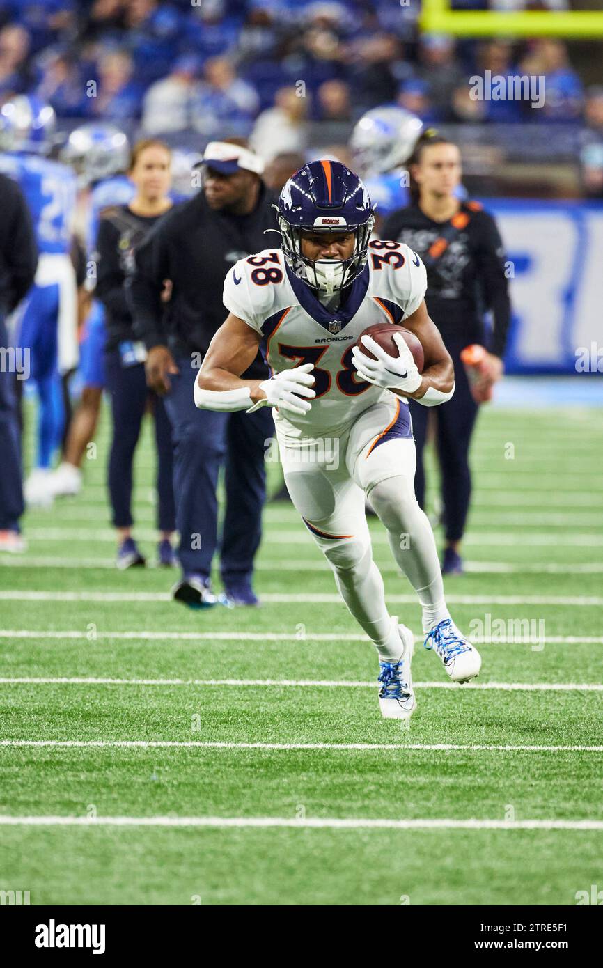 Denver Broncos running back Jaleel McLaughlin (38) runs the ball during ...